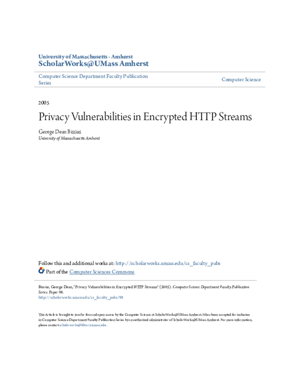 (PDF) Privacy vulnerabilities in encrypted http streams