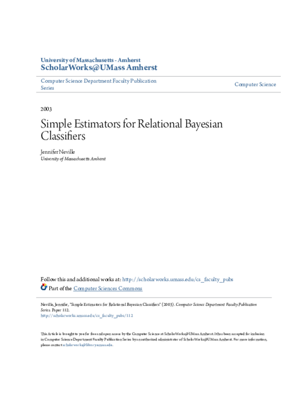 Pdf Simple Estimators For Relational Bayesian Classifiers