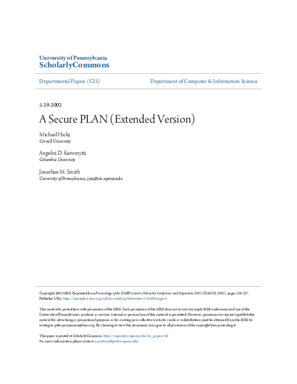(PDF) A secure PLAN (extended version)