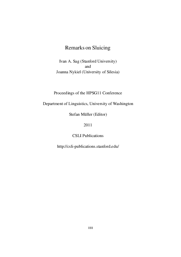 (PDF) Remarks on Sluicing