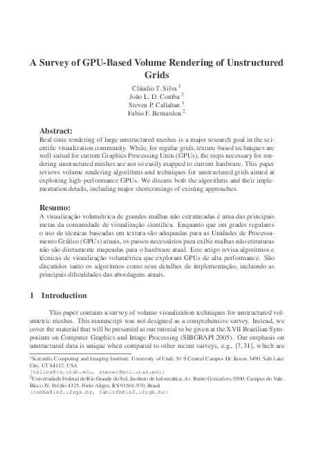 Pdf A Survey Of Gpu Based Volume Rendering Of Unstructured Grids