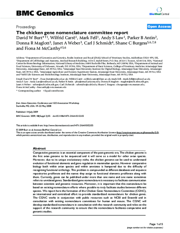 (PDF) The chicken gene nomenclature committee report