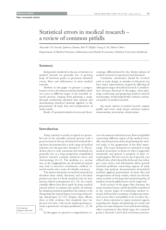 (PDF) Statistical Pitfalls in Medical Research | Vysaul Nyirongo ...