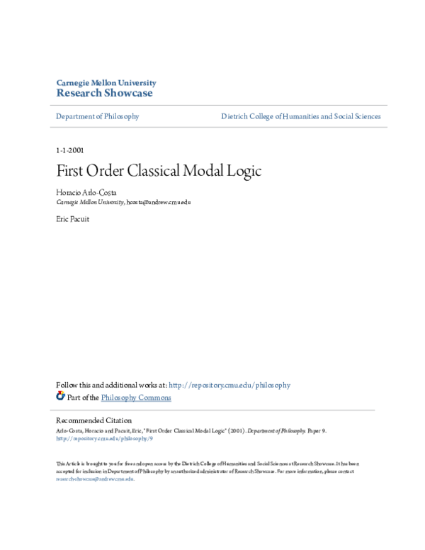(PDF) First-order classical modal logic