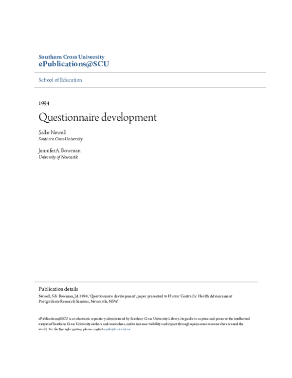 (PDF) Questionnaire development