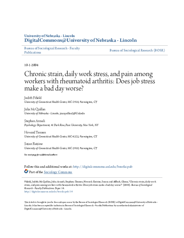 (PDF) Chronic strain, daily work stress and pain among workers with ...