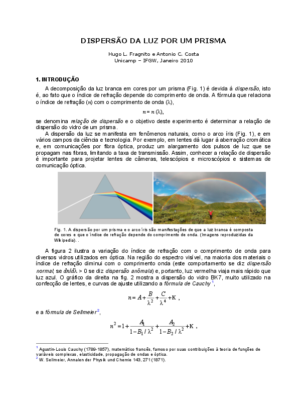 (PDF) DISPERSÃO DA LUZ POR UM PRISMA