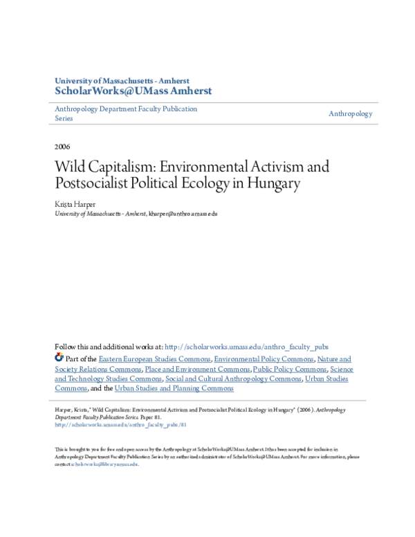 (PDF) Wild Capitalism: Environmental Activism and Postsocialist ...