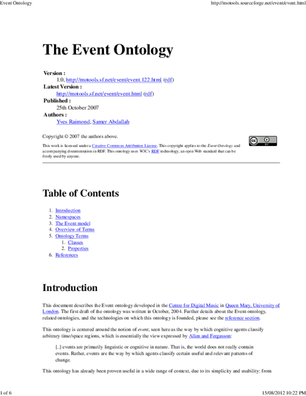 (PDF) The event ontology