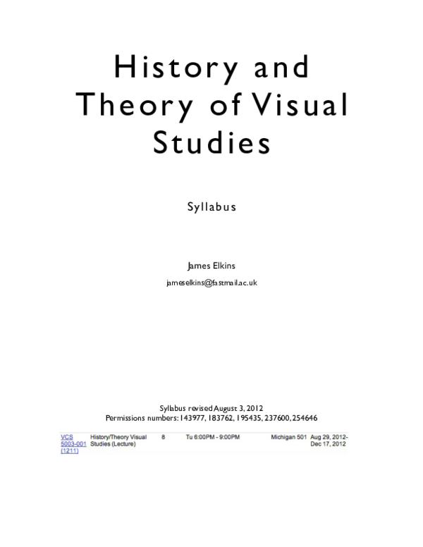 (PDF) Syllabus for graduate Introduction to visual studies