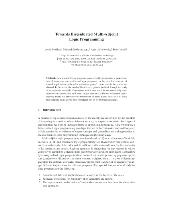 (PDF) Towards biresiduated multi-adjoint logic programming