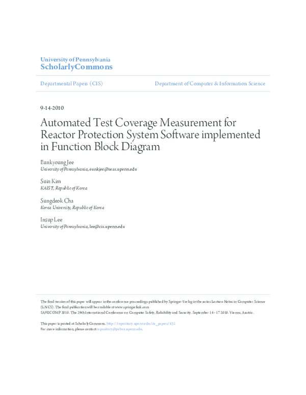 Pdf Automated Test Coverage Measurement For Reactor Protection System Software Implemented In