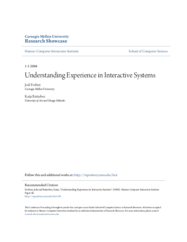 (PDF) Understanding experience in interactive systems