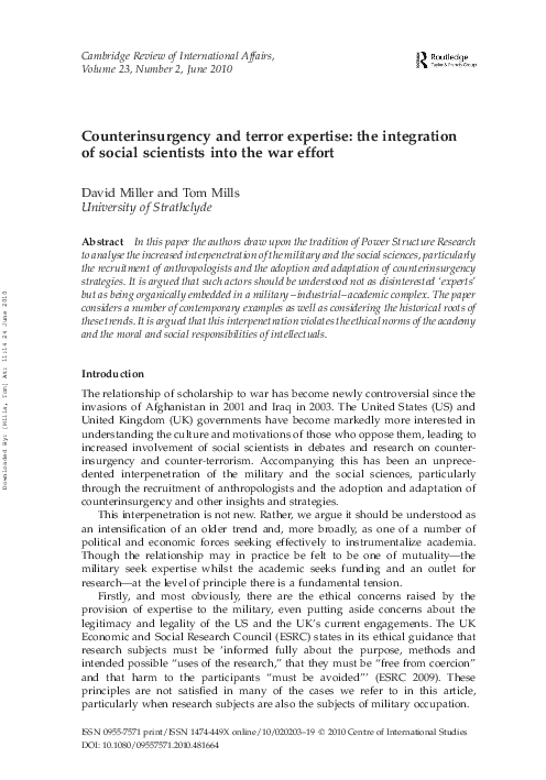 (PDF) Counterinsurgency and Terror Expertise: The Integration of Social ...