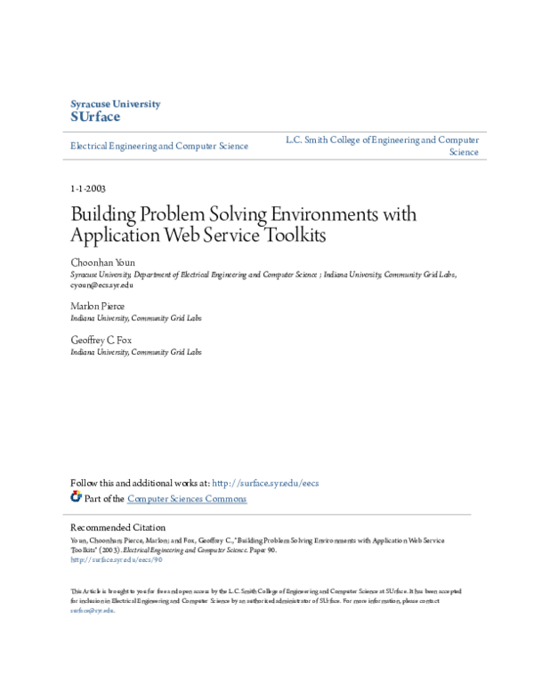 (PDF) Building problem-solving environments with application web service toolkits