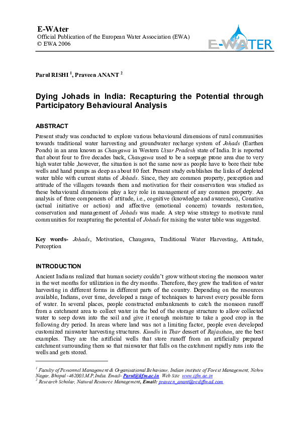 (PDF) Dying Johads in India: Recapturing the Potential through ...