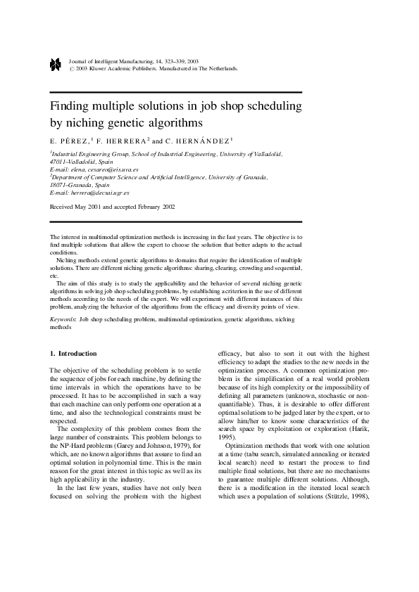 Finding Multiple Solutions In Job Shop Scheduling By Niching Genetic Algorithms