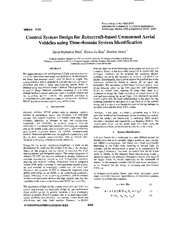 Pdf Control System Design For Rotorcraft Based Unmanned Aerial