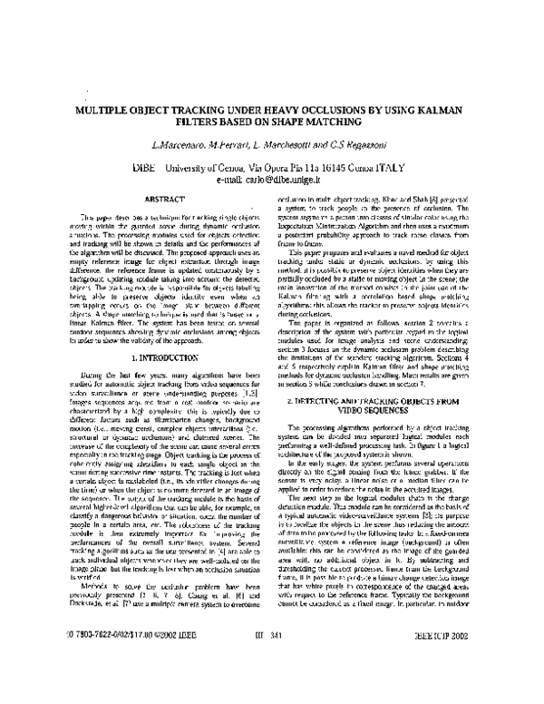Pdf Multiple Object Tracking Under Heavy Occlusions By Using Kalman Filters Based On Shape