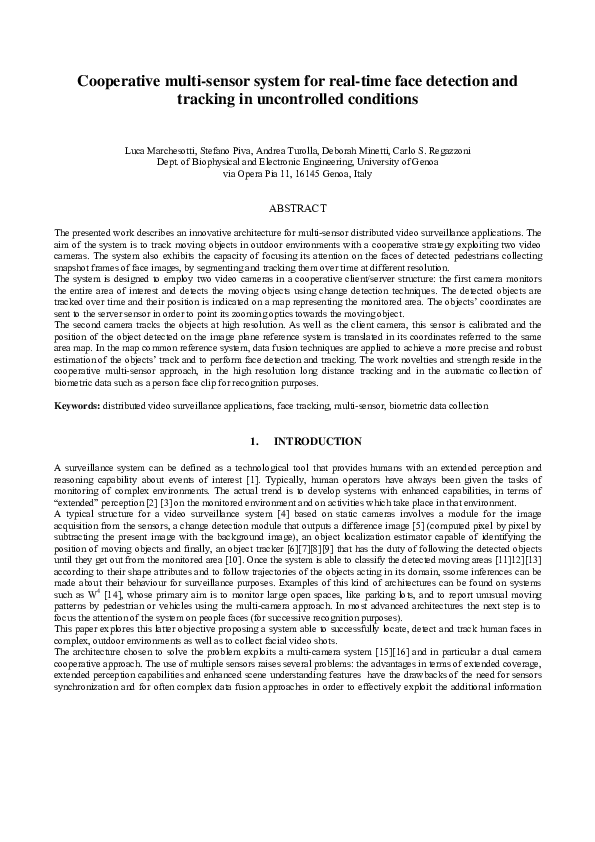 (PDF) Cooperative multisensor system for real-time face detection and tracking in uncontrolled ...