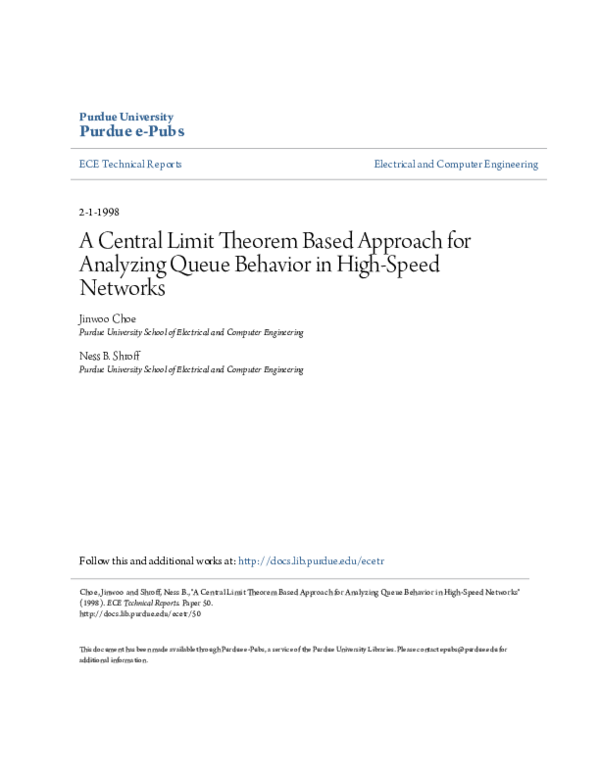 (PDF) A central-limit-theorem-based approach for analyzing queue behavior in high-speed networks