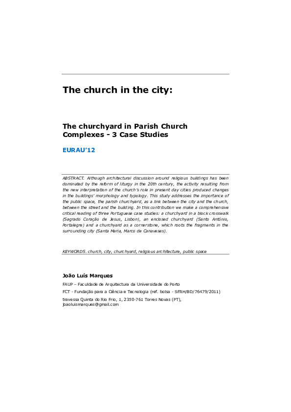 (PDF) The church in the city: The churchyard in Parish Church Complexes ...