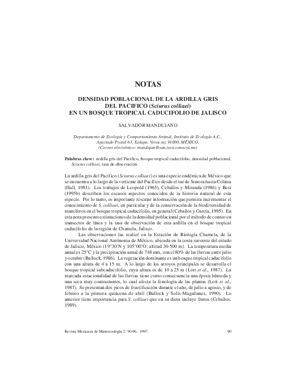 (PDF) Densidad poblacional de la ardilla gris del Pacífico (Sciurus ...