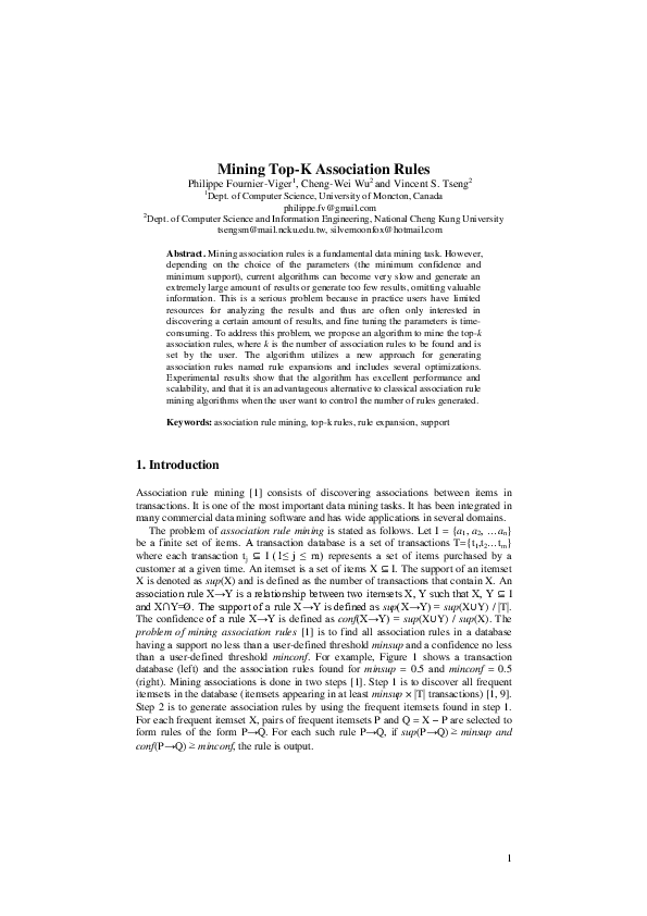 (PDF) Mining Top-K Association Rules