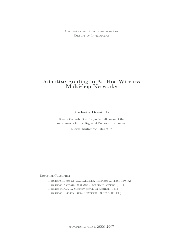 Pdf Adaptive Routing In Ad Hoc Wireless Multi Hop Networks