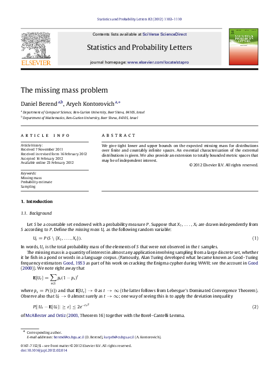 (PDF) The Missing Mass Problem