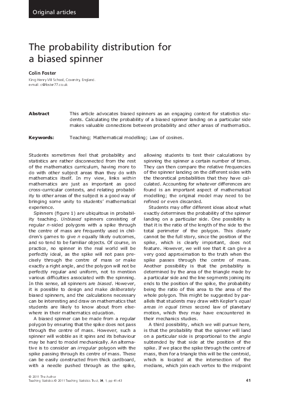 (PDF) The probability distribution for a biased spinner