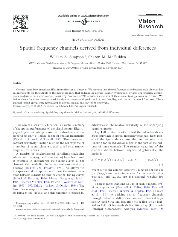 (PDF) Spatial frequency channels derived from individual differences