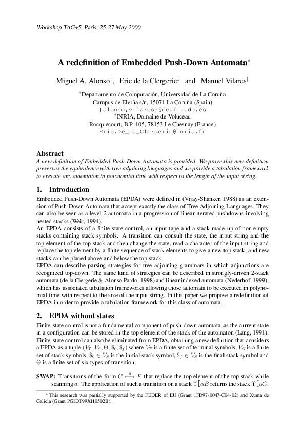 Pdf A Redefinition Of Embedded Push Down Automata