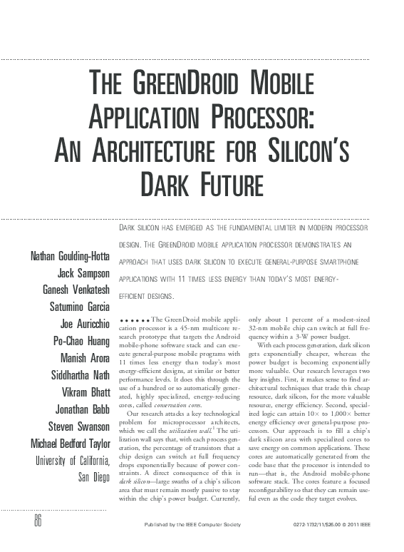 (PDF) The GreenDroid Mobile Application Processor: An Architecture for ...