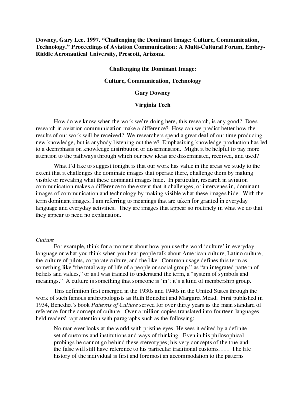 the dominant culture is