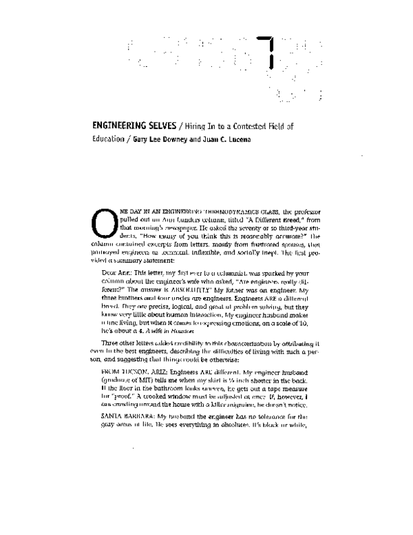 (PDF) Engineering Selves: Hiring Into a Contested Field of Education