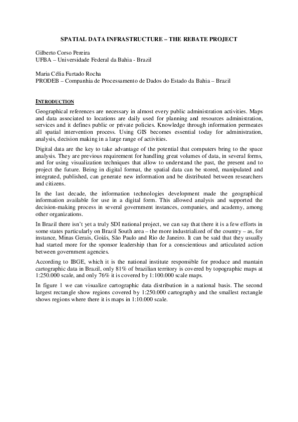 (PDF) Spatial Data Infrastructure – The REBATE Project