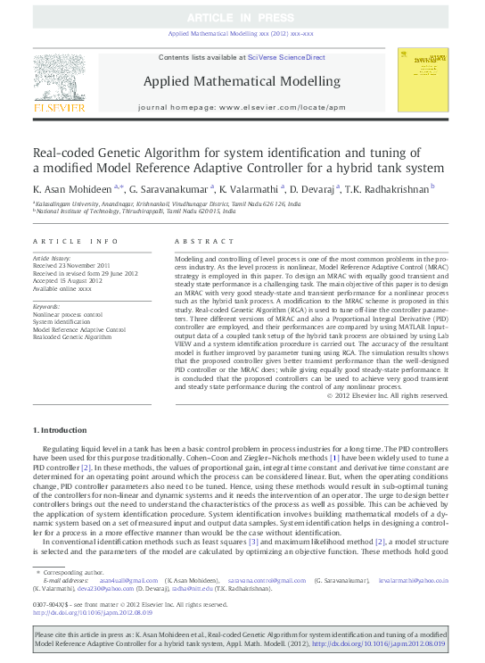 (PDF) Real-coded genetic algorithm for system identification and tuning of a modified model ...