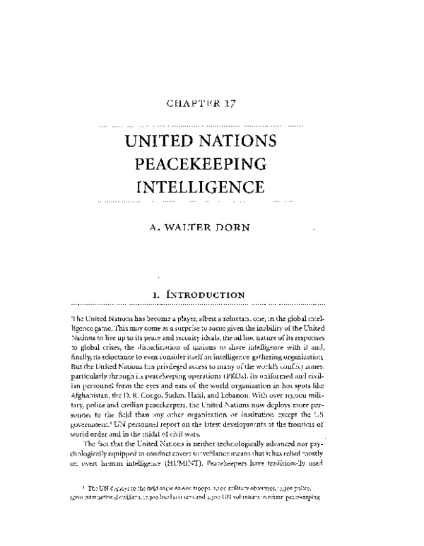 (PDF) UNITED NATIONS PEACEKEEPING INTELLIGENCE