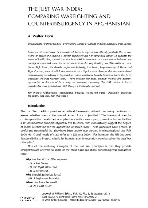 (PDF) THE JUST WAR INDEX: COMPARING WARFIGHTING AND COUNTERINSURGENCY ...