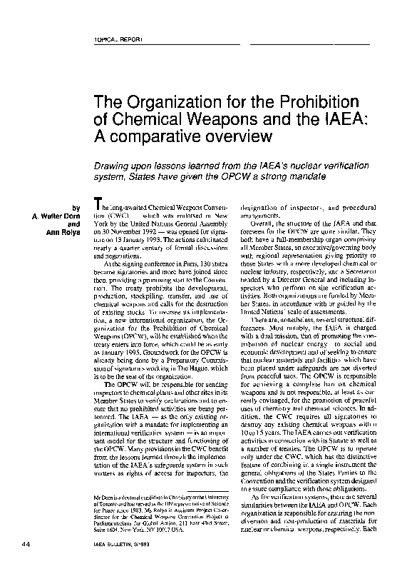 (PDF) The Organization for the Prohibition of Chemical Weapons
