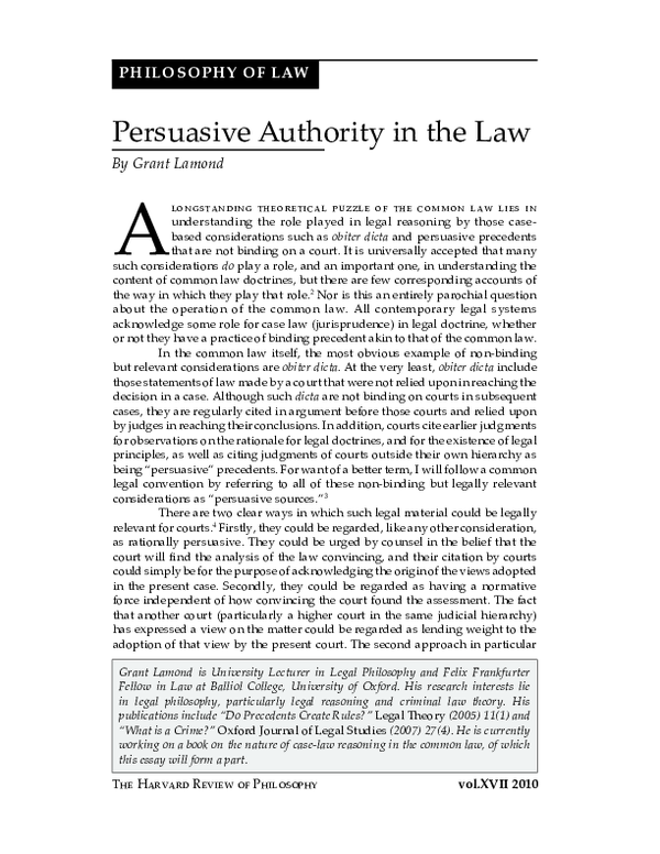 (PDF) Persuasive Authority in the Law