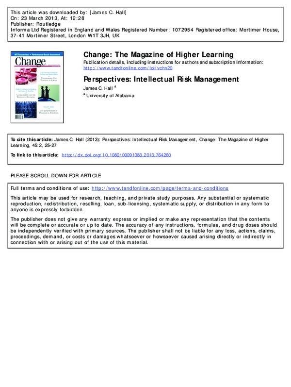 (PDF) Intellectual Risk Management