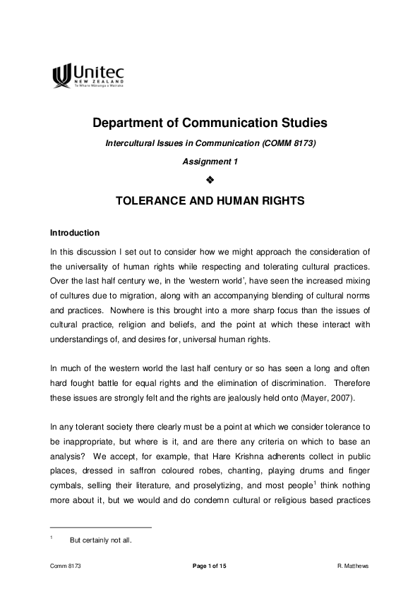 (PDF) Tolerance and Human Rights