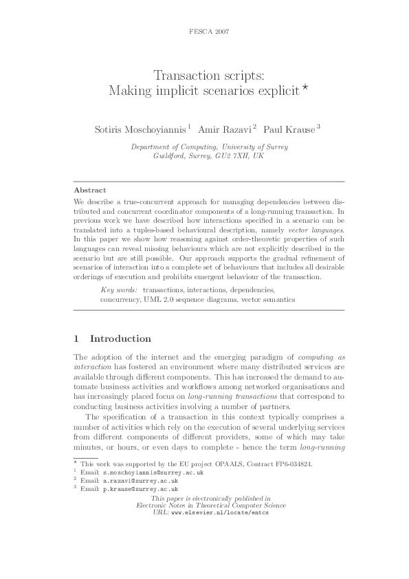(PDF) Transaction Scripts: Making Implicit Scenarios Explicit