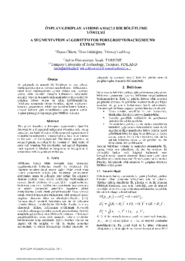 Pdf A Segmentation Algorithm For Foreground Background Extraction