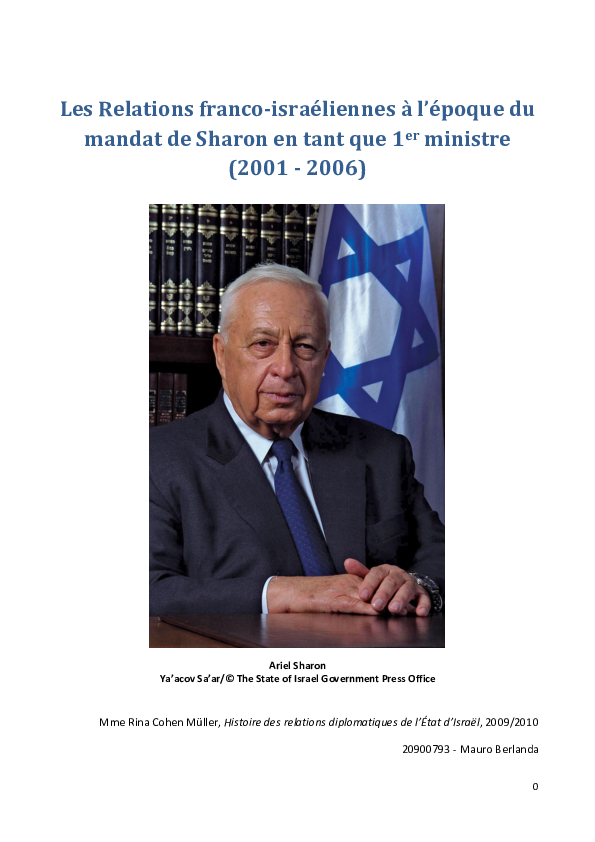 (PDF) Les Relations franco-israéliennes à l’époque du mandat de Sharon ...