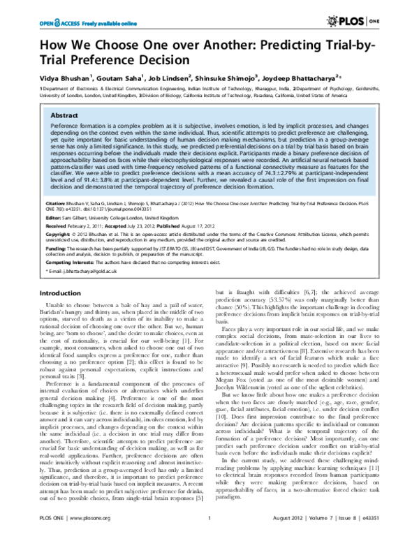 (PDF) How we choose one over another: predicting trial-by-trial ...