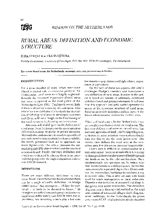 (PDF) Rural areas definition and economic structure