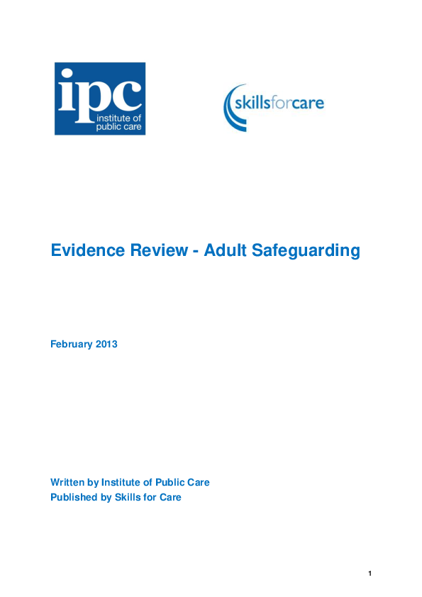 Evidence Review - Adult Safeguarding, 2013